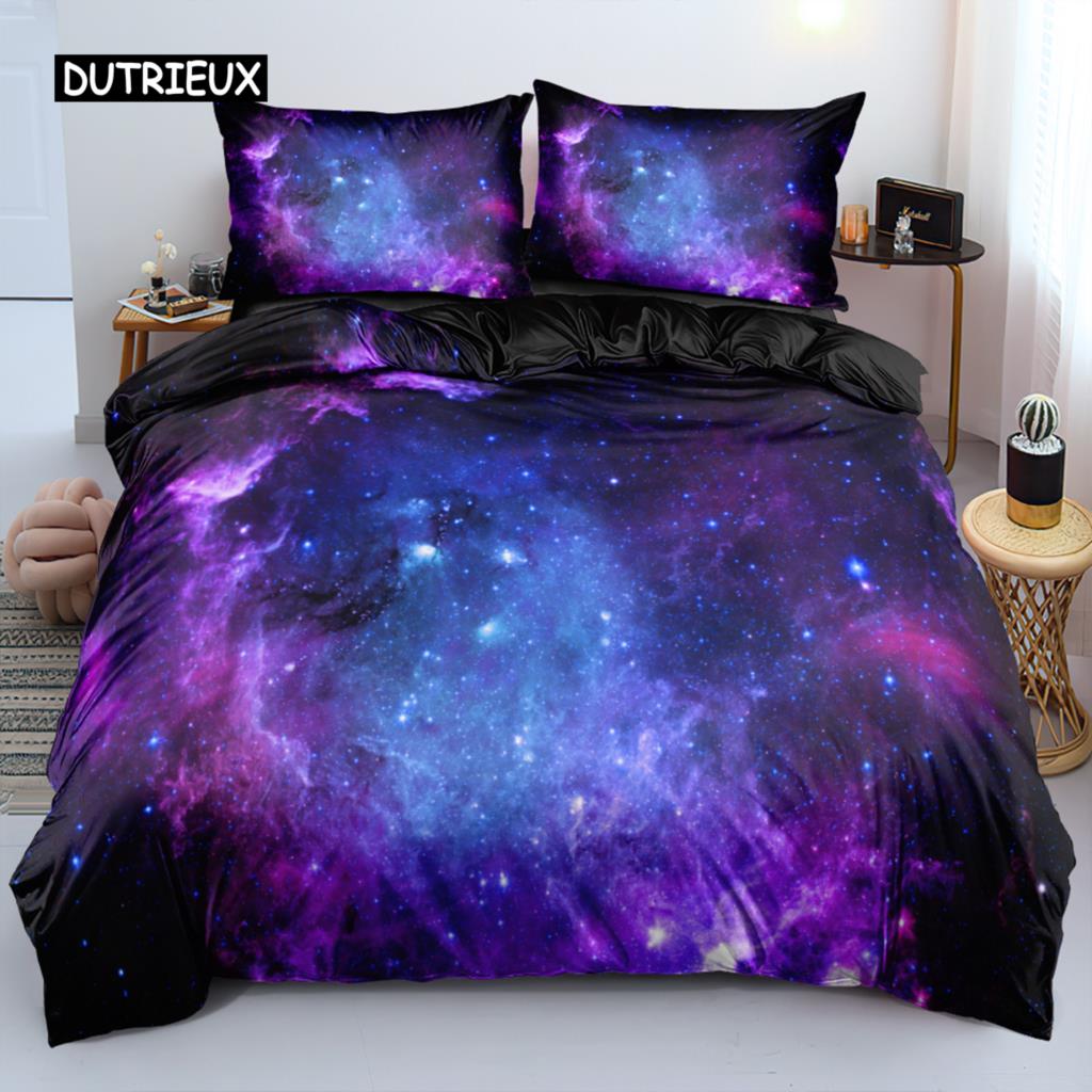 Luxury Galaxy Dark Blue Bedding Set Fantasy Starry Sky Duvet Cover Set ...