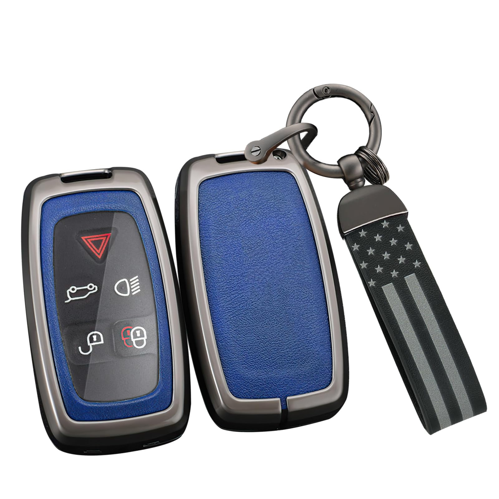 Luxury Genuine Leather Key Fob Cover with Metal Trim for Land Rover ...