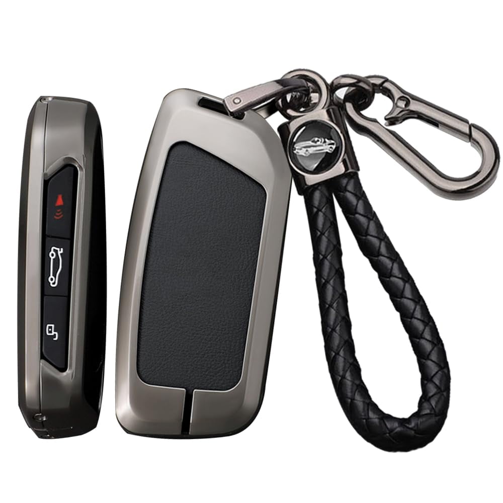 Luxury Genuine Leather Smart Key Fob Protector with Braided Keychain ...