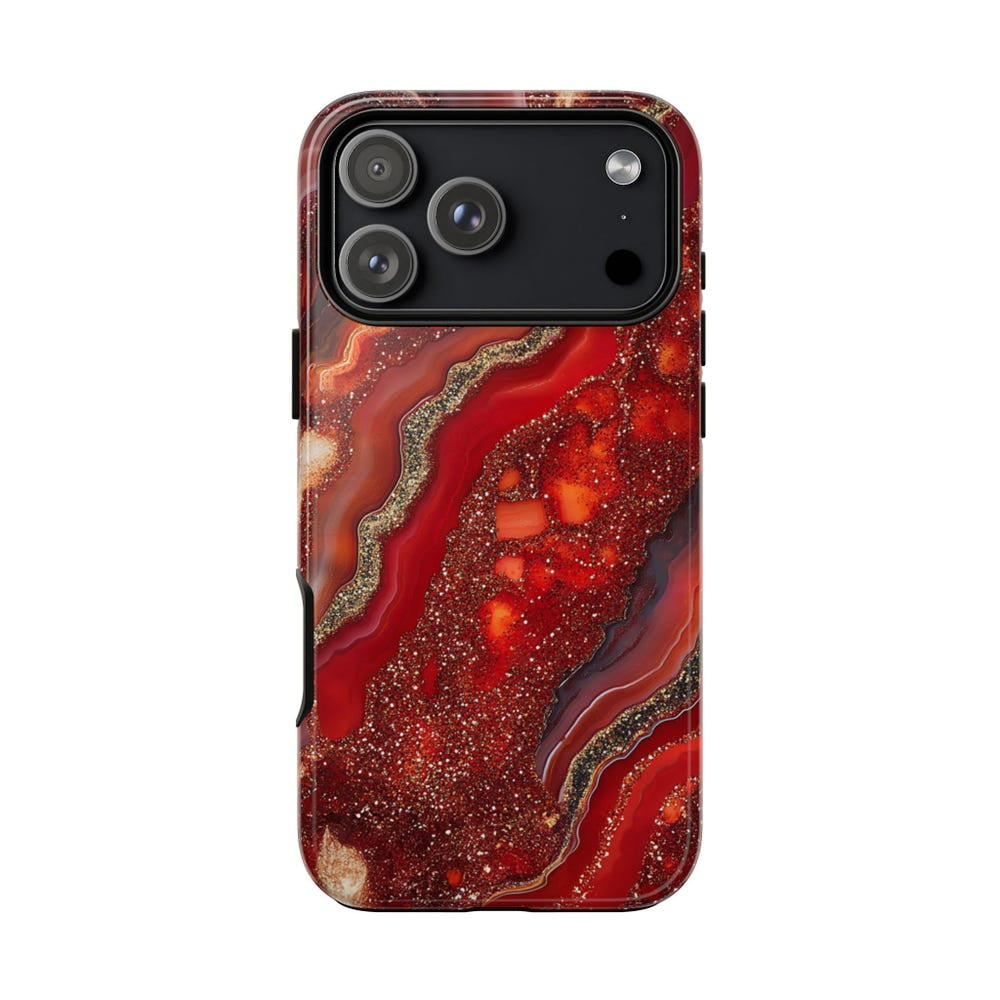 Luxury Geode Stone Red Marble Agate Art Universal Phone Case for iPhone ...