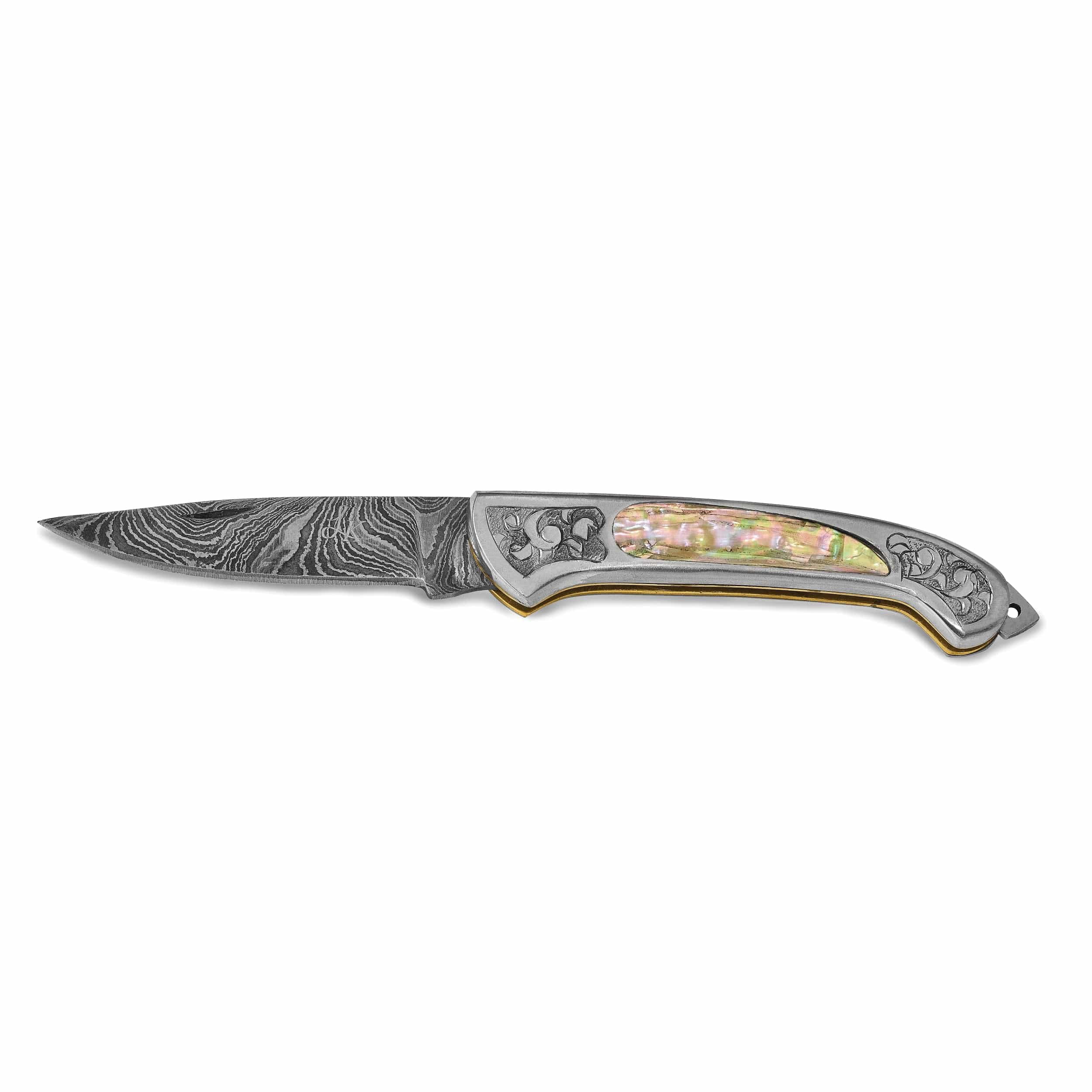 Damascus Steel 256 Layer Folding Blade Abalone Handle Knife - Walmart.com