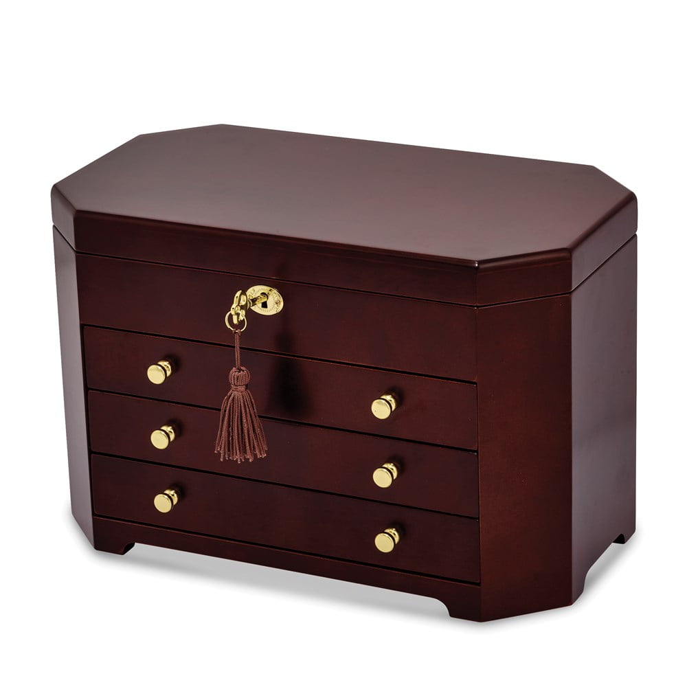 Luxury Giftware by Jere Matte Mahogany Veneer 3-drawer Locking Wooden ...