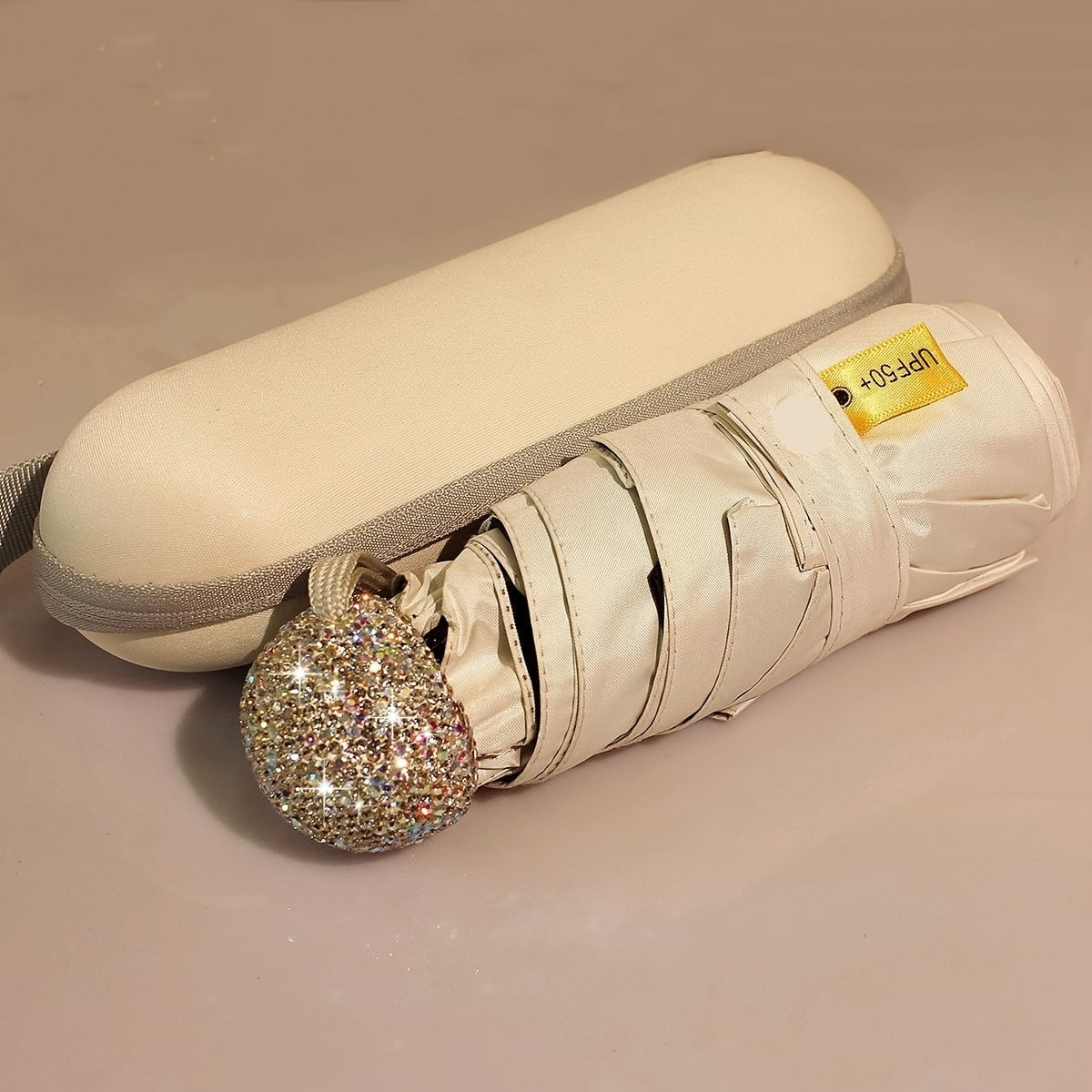 Luxury Glittering Crystal-like Clear Dome & 8-Rib Folding Umbrella - 5 ...