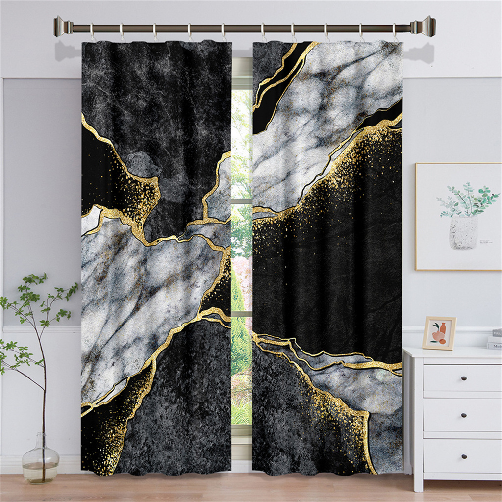 Luxury Gold Abstract Rock Texture Girl Boy Window Curtains Drapes for ...