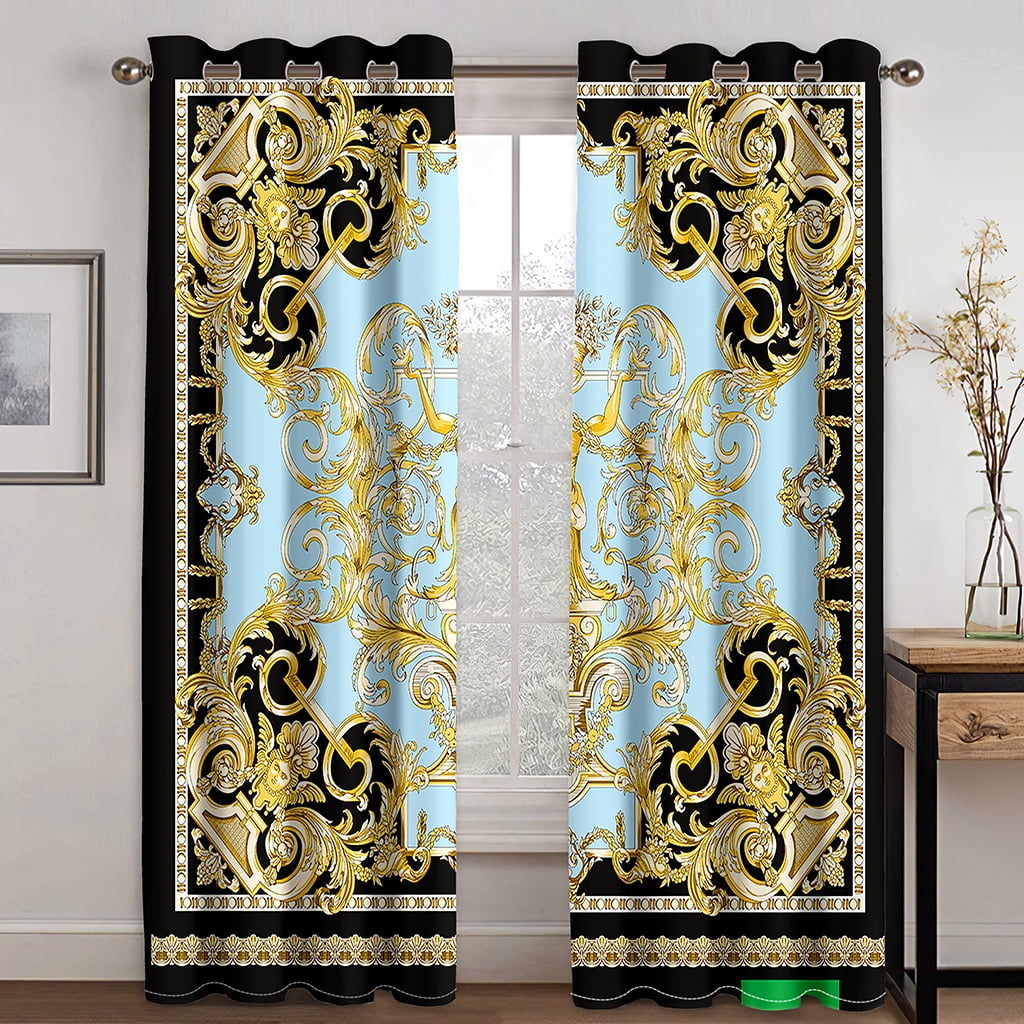 Luxury Gold Black Abstract Greek Key MeanderOn Sale Window Curtains for ...