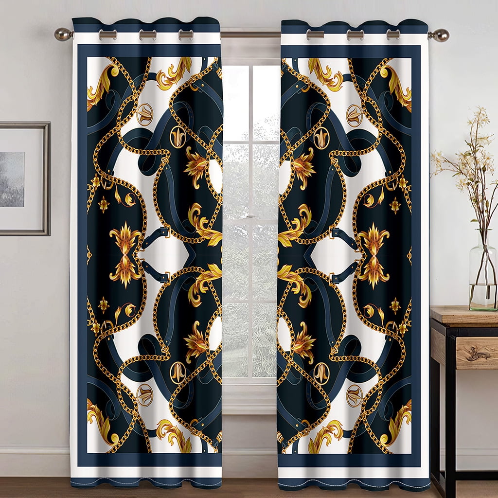 Luxury Gold Black Abstract Greek Key MeanderOn Sale Window Curtains for ...