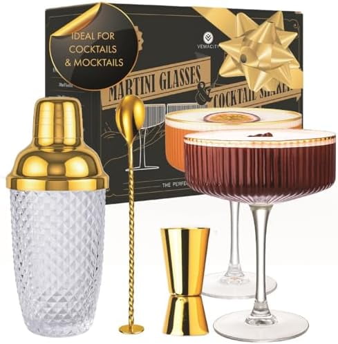 - Luxury Gold Cocktail Shaker Set - 15oz Glass Shaker with Strainer + 2 ...