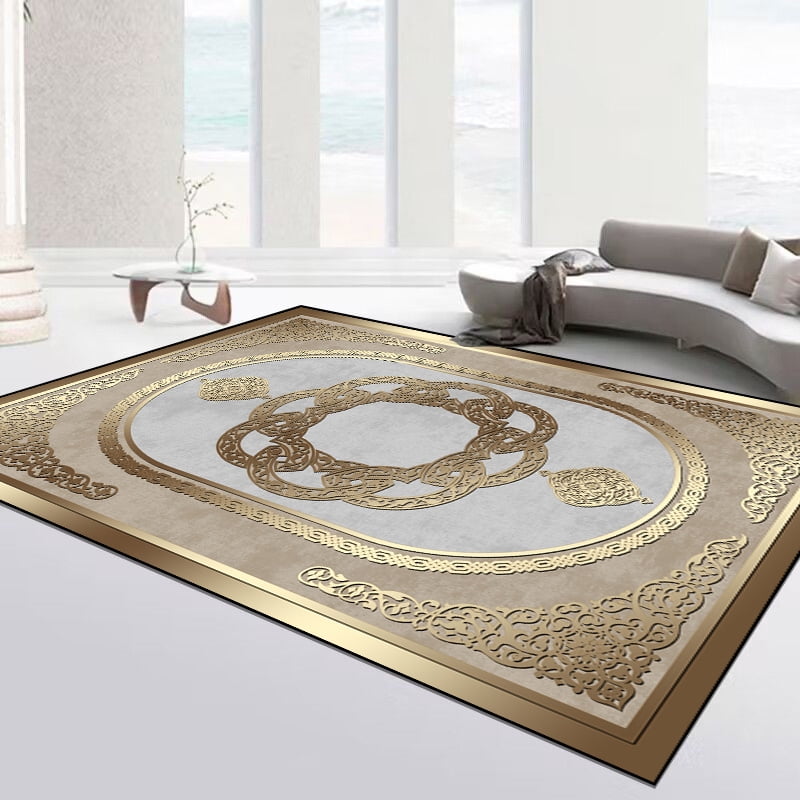 Luxury Gold Frame Carpets for Living Room Europe and America Large Area ...