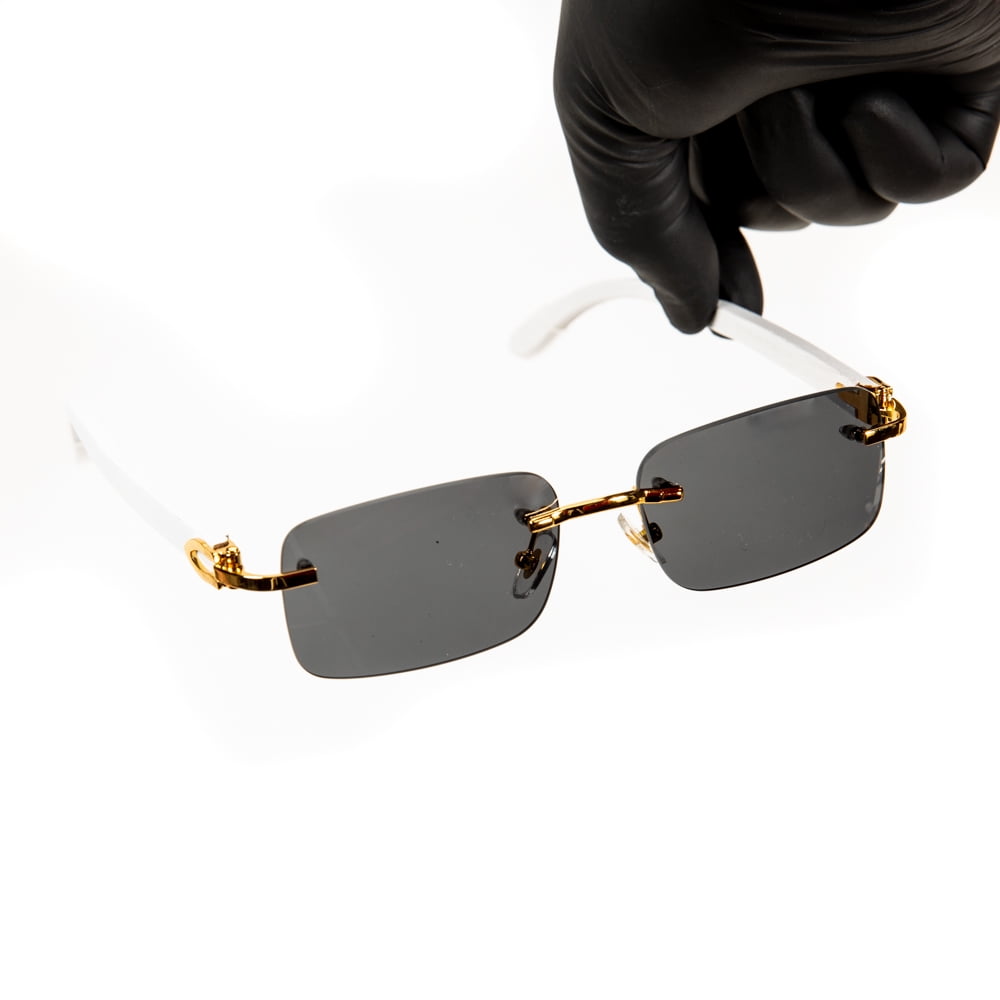 Luxury Gold Frame Rimless Black Tint Men's Frameless Designer Retro 90 ...