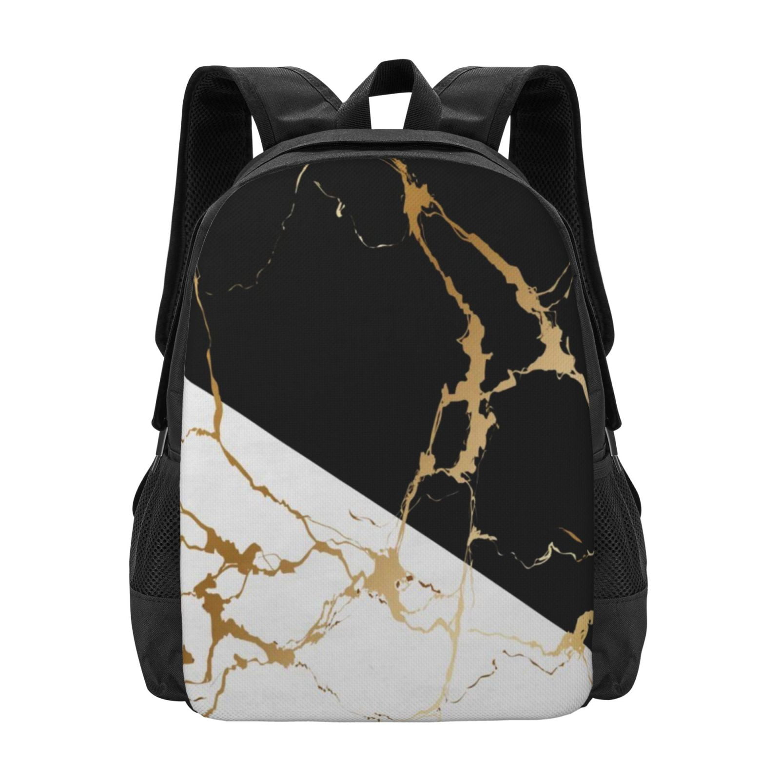 Luxury Gold Marble Abstract Black And White Classic Bookbag Student ...