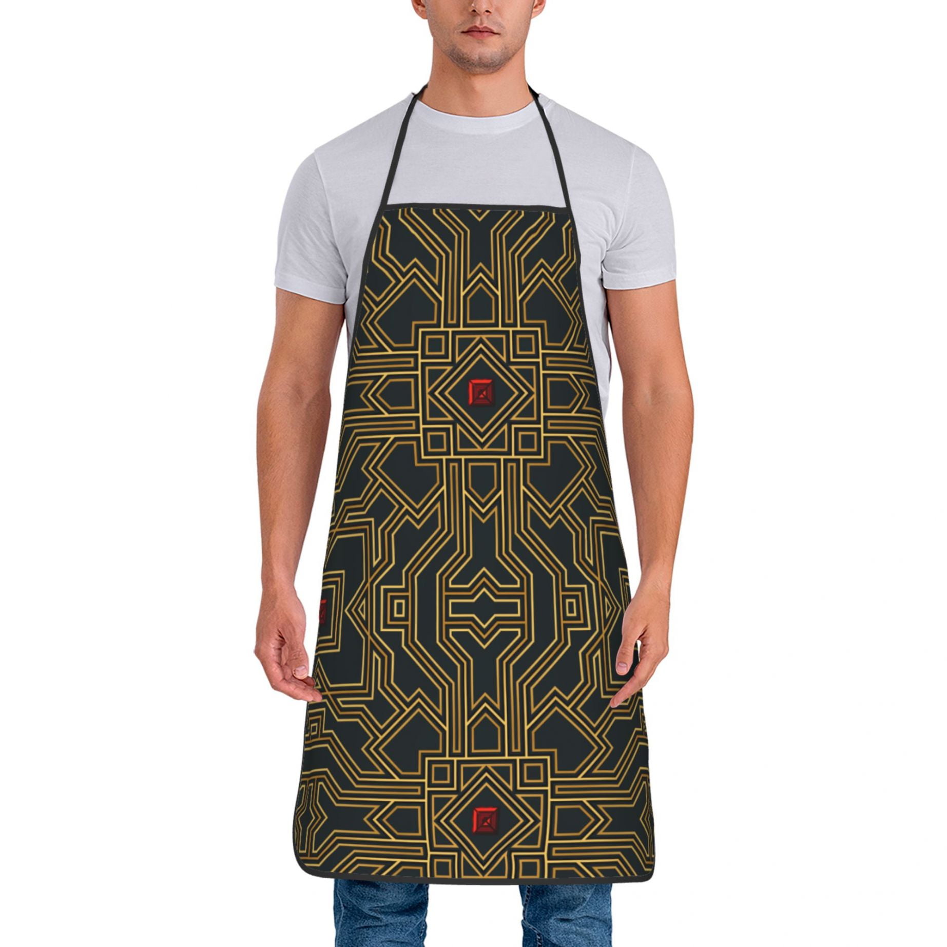 Luxury Gold Pattern Aprons for Women Men Waterproof Apron Kitchen Chef ...