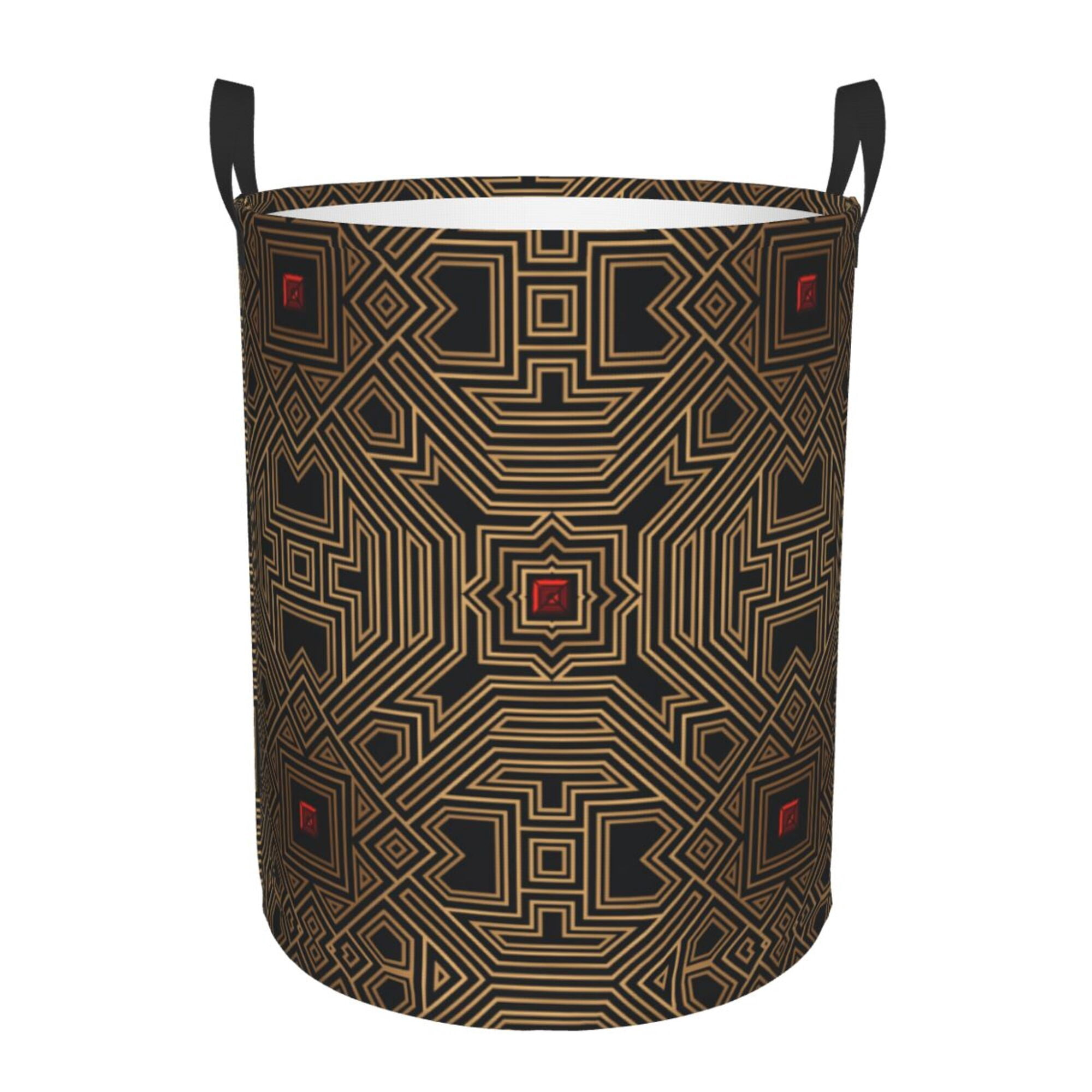 Luxury Gold Pattern Circular Laundry Basket (With Handle) Waterproof ...