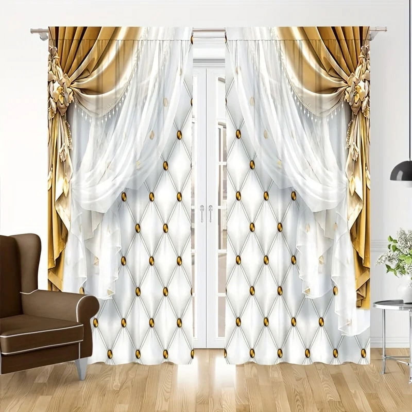 Luxury Gold Peacock Flower Swan Window Curtains Blinds For Living Room ...
