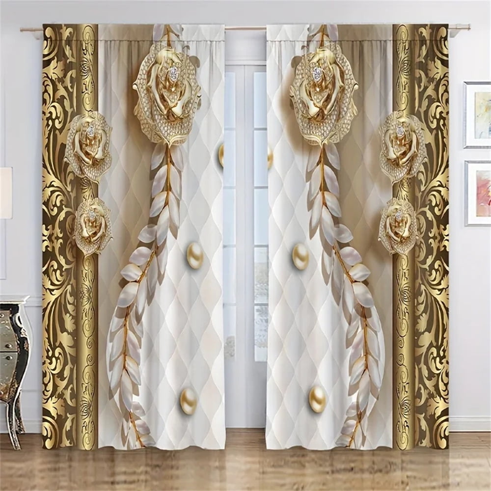 Luxury Gold Peacock Flower Swan Window Curtains Blinds For Living Room ...