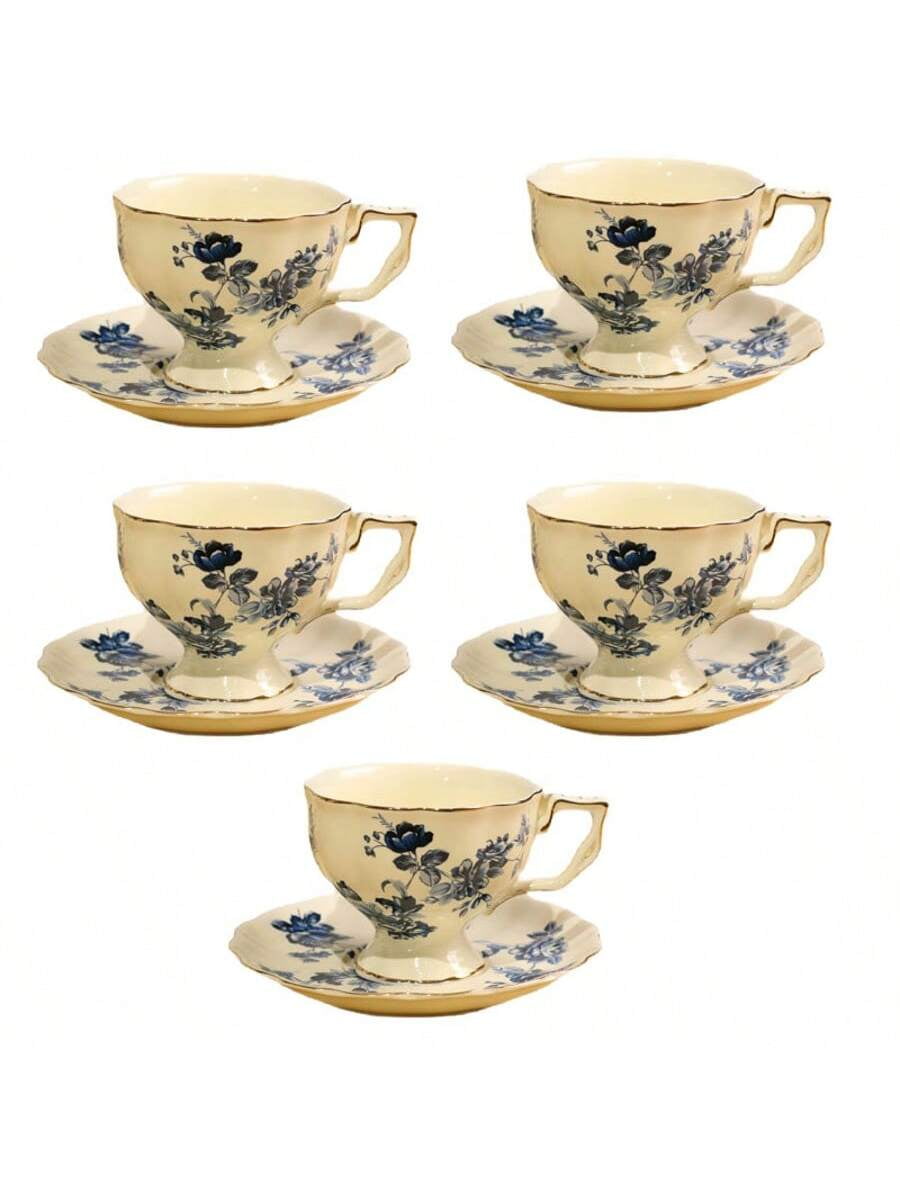 "Luxury Gold-Rimmed Ceramic Tea & Coffee Cup Set – European Style Latte ...