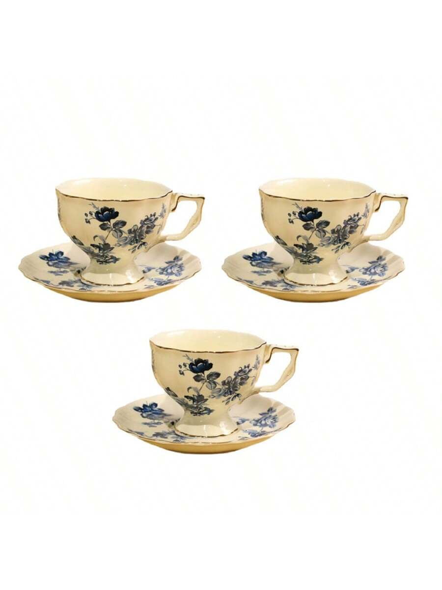 "Luxury Gold-Rimmed Ceramic Tea & Coffee Cup Set – European Style Latte ...