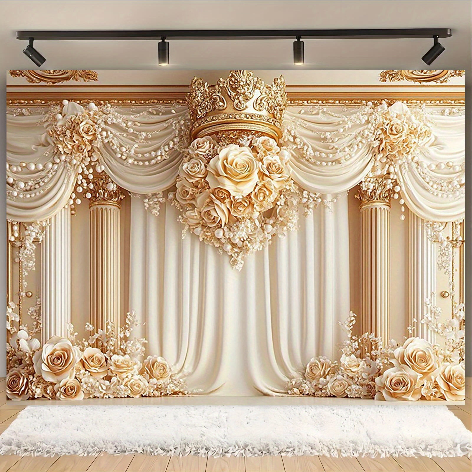 Luxury Golden Crown Photography Backdrop Elegant Wedding Decoration ...