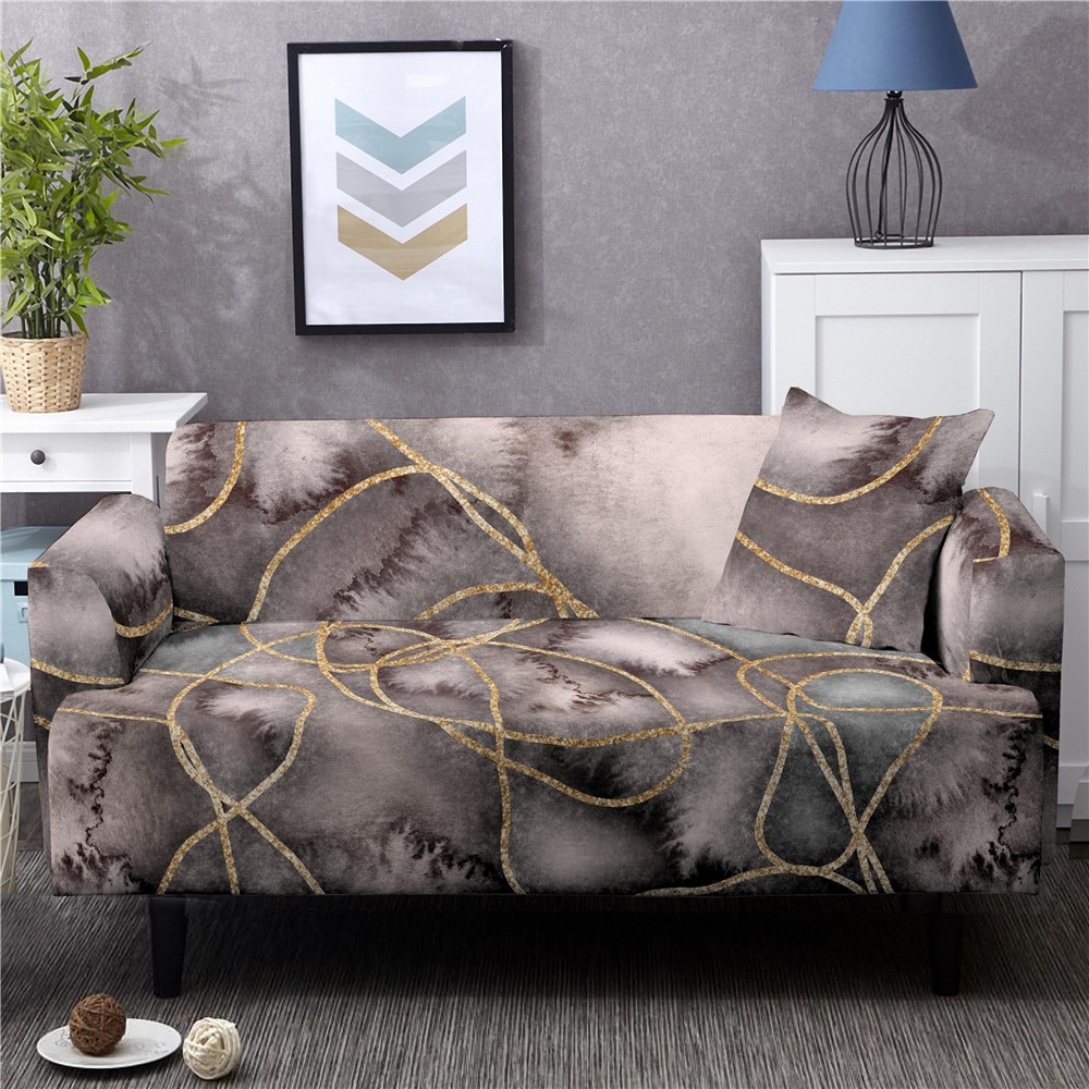 Luxury Golden Marble Sofa Cover for Living Room L Shape Sofa Chaise ...