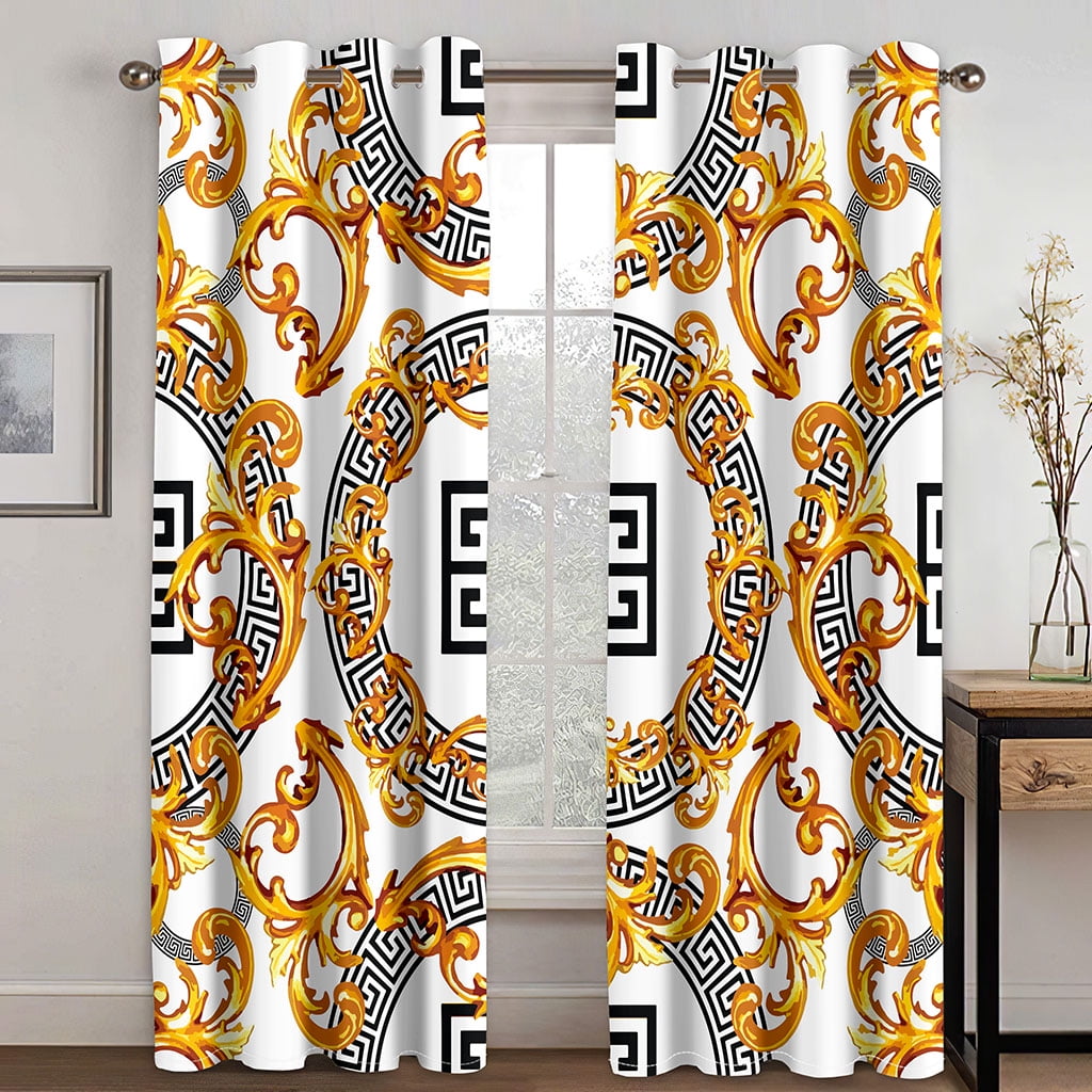 Luxury Golden Saba Barquote Abstract Ethiopian Window Curtains Binds ...