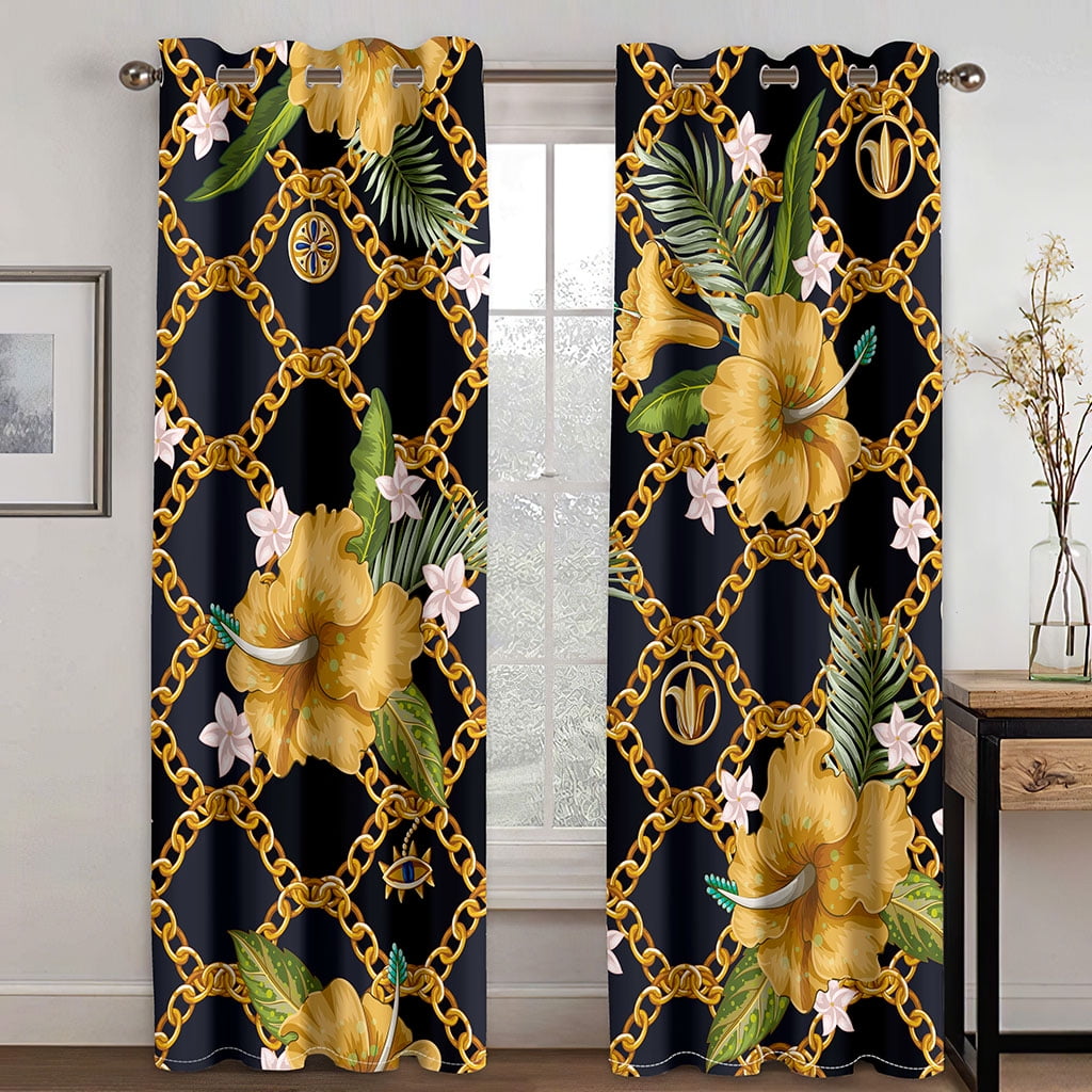 Luxury Golden Saba Barquote Abstract Ethiopian Window Curtains Binds ...