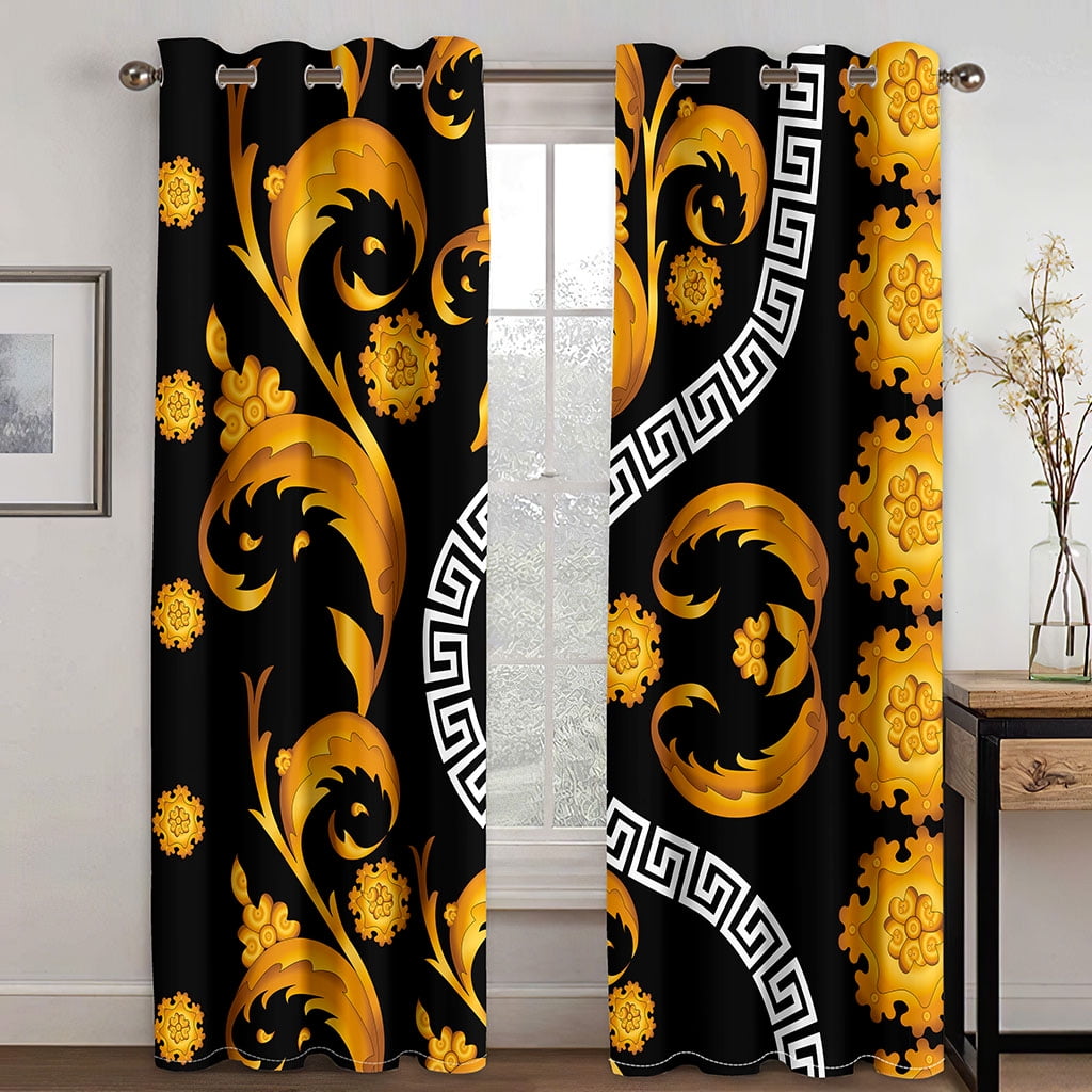 Luxury Golden Saba Barquote Abstract Ethiopian Window Curtains Binds ...