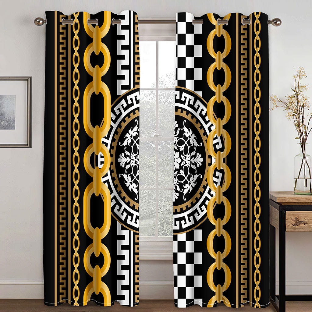 Luxury Golden Saba Barquote Abstract Ethiopian Window Curtains Binds ...