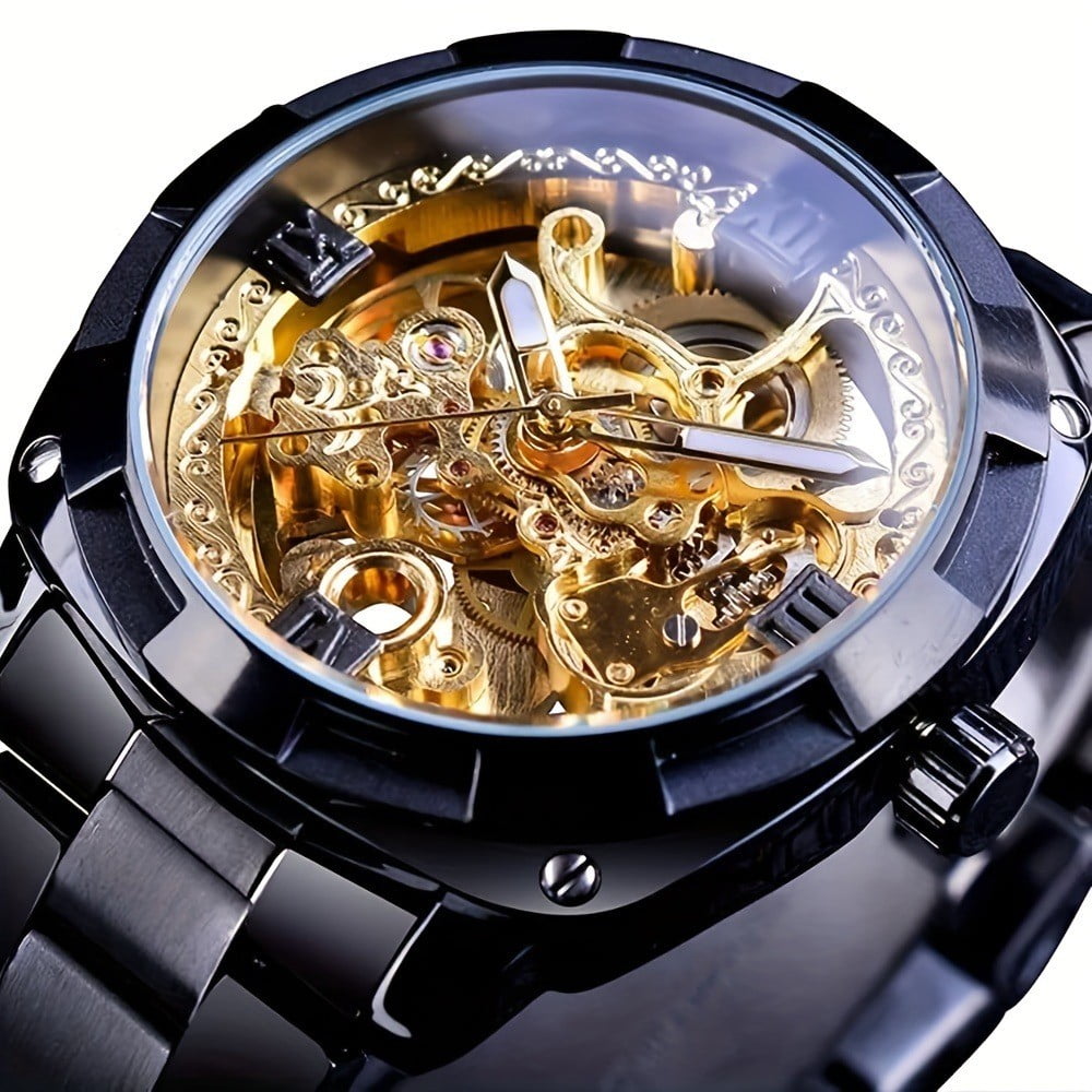 Luxury Golden Skeleton Watch - Automatic Mechanical Movement, Luminous ...