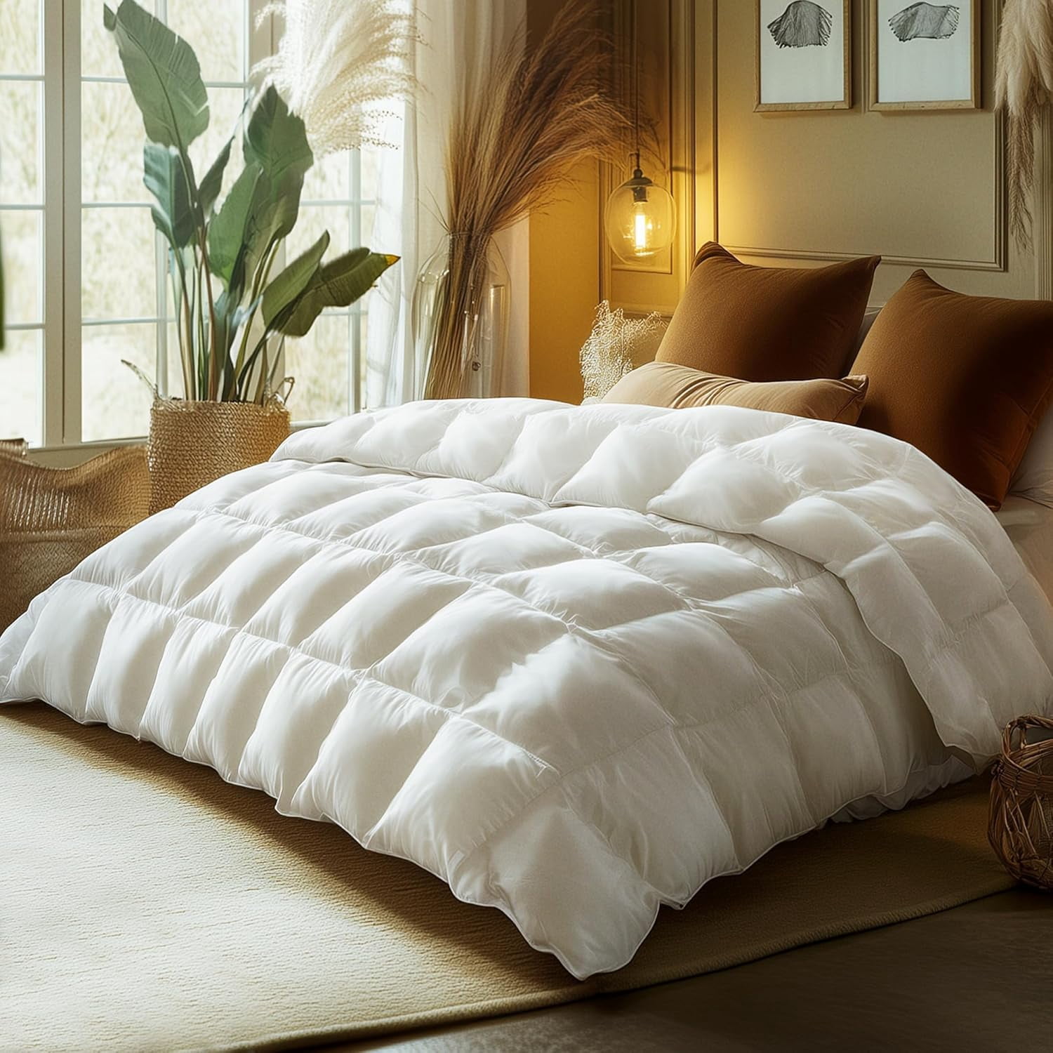 Luxury Goose Down Comforter California King Size, All Season Fluffy ...