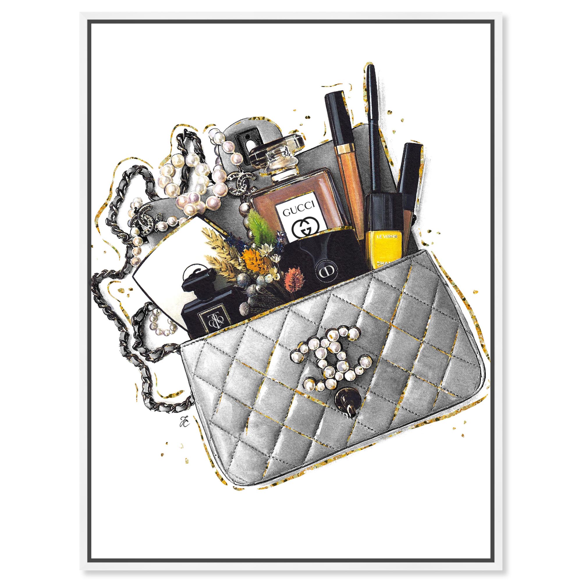 Luxury Grey Treasure Bag Canvas Fashion Illustration by Art Remedy ...