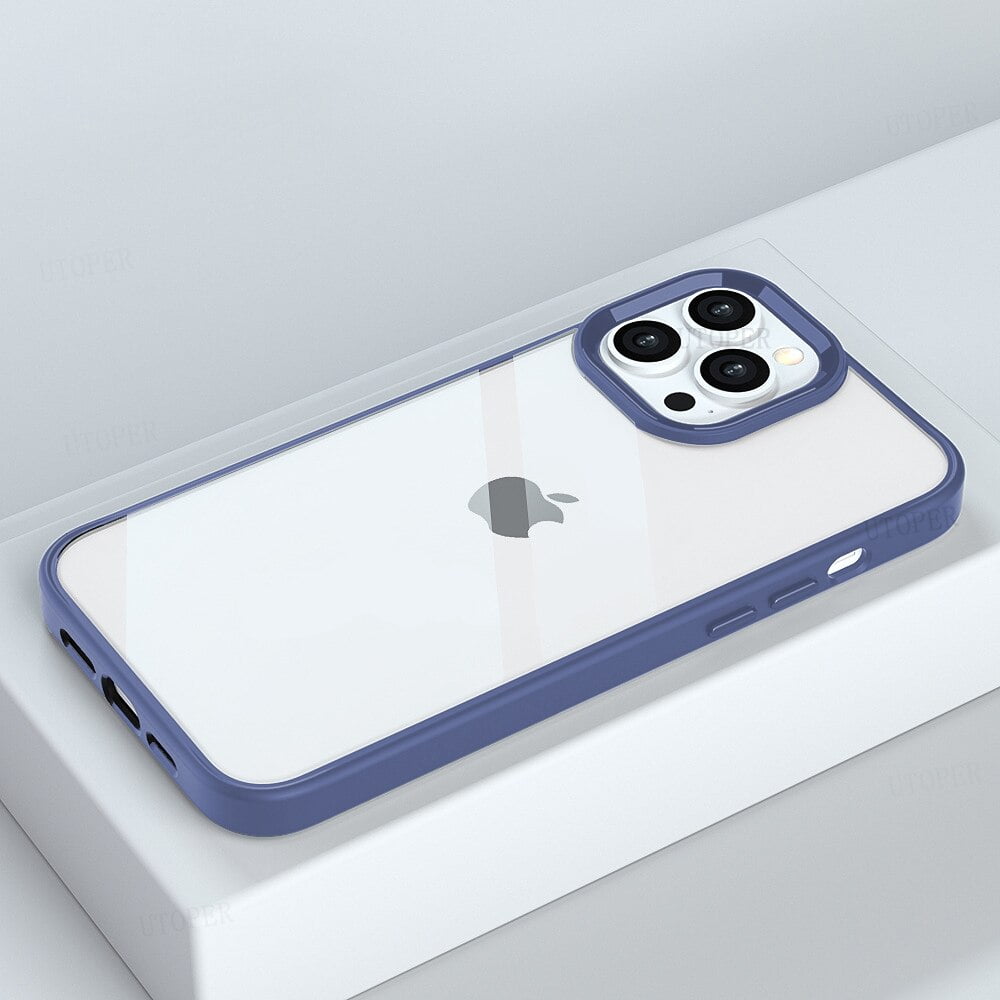 Luxury Hard Acrylic Metal Camera Clear Protection Case For iPhone 15 14 ...