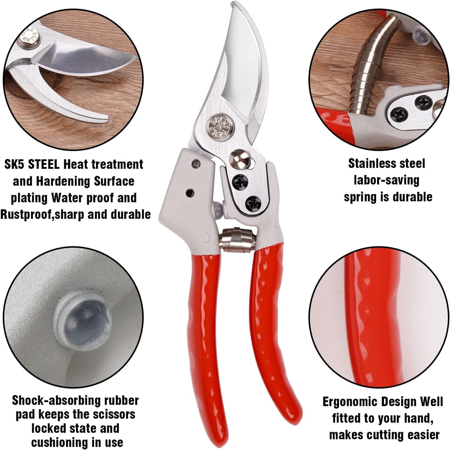 Luxury High-Quality Premium Woodgrain 8.5-inch Garden Shears Clippers ...