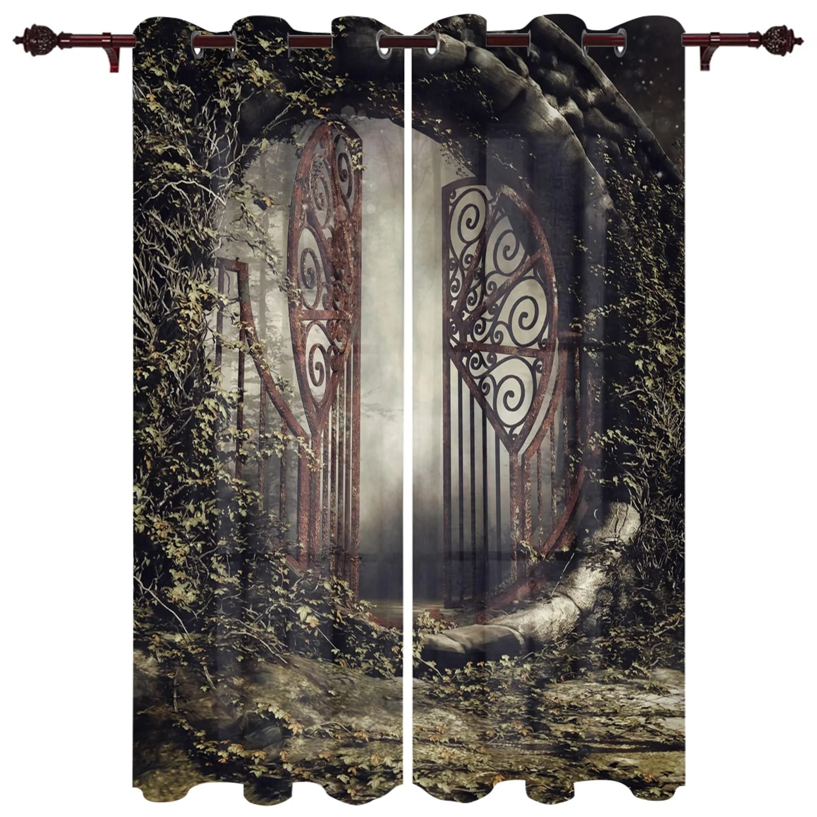 Luxury Home Curtains Iron Gate Black Yellow Metal For Windows Home ...