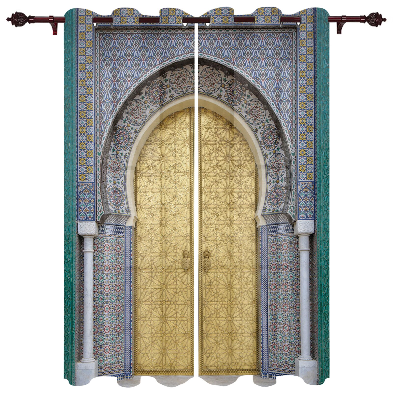 Luxury Home Curtains Iron Gate Black Yellow Metal For Windows Home ...