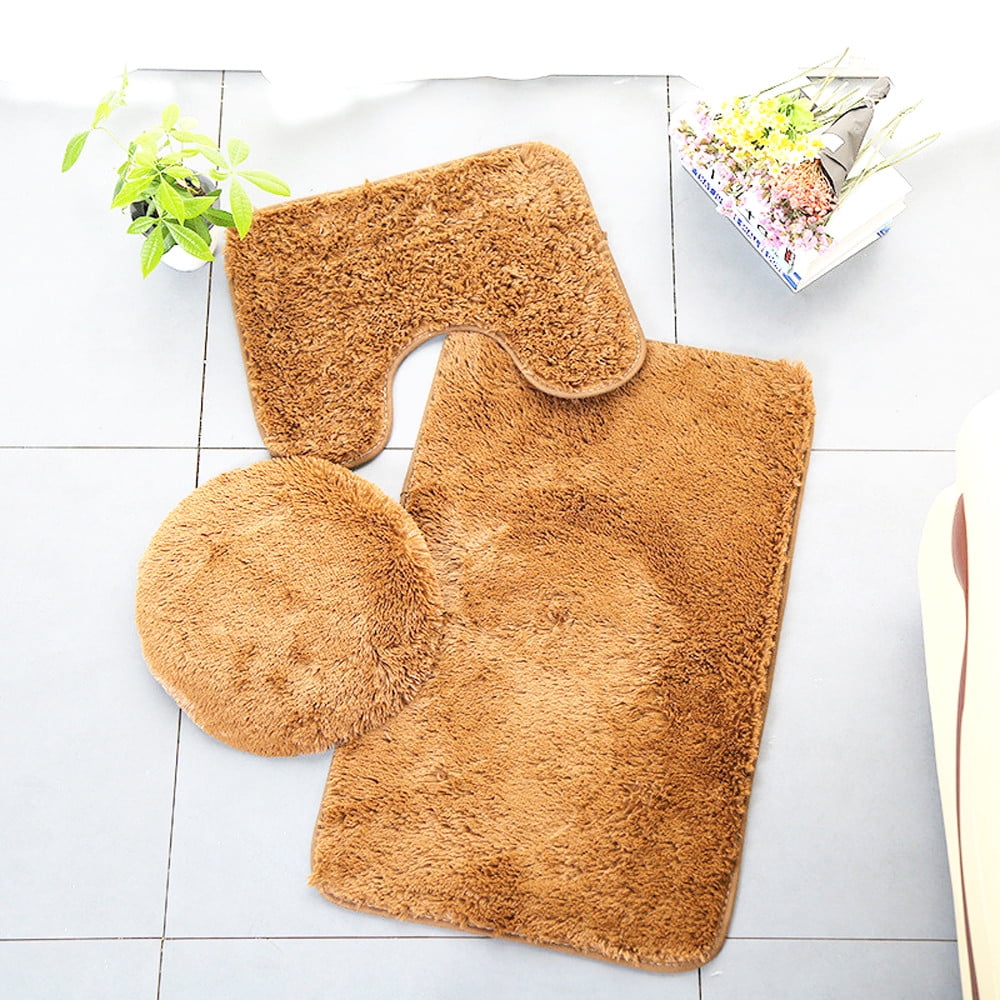 Luxury Home Fashion Solid Color 3 Piece Bathroom Rug Set Bath Rug ...