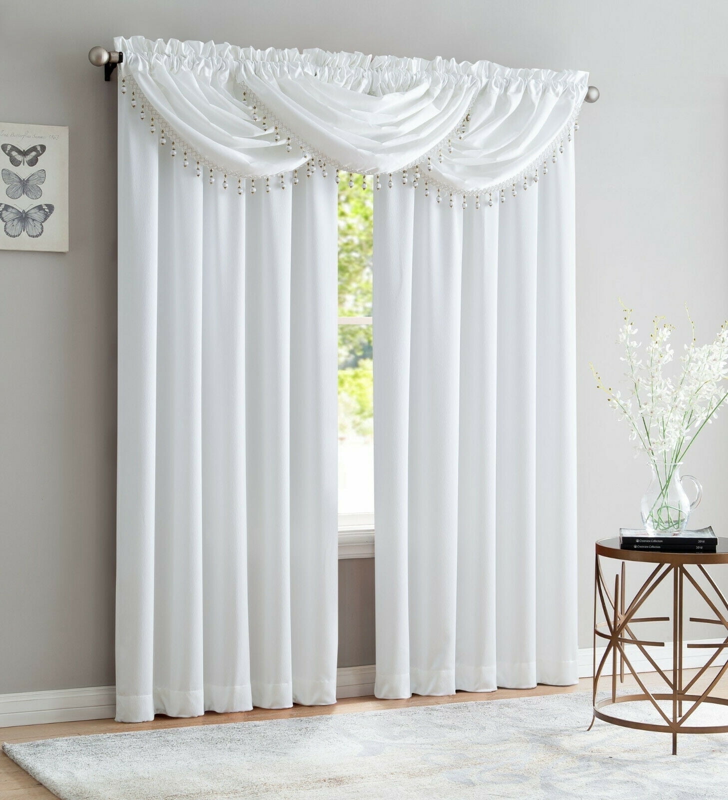 Bridget Elegant 5 Piece Crushed Satin Drape Set for Bedroom & Living ...
