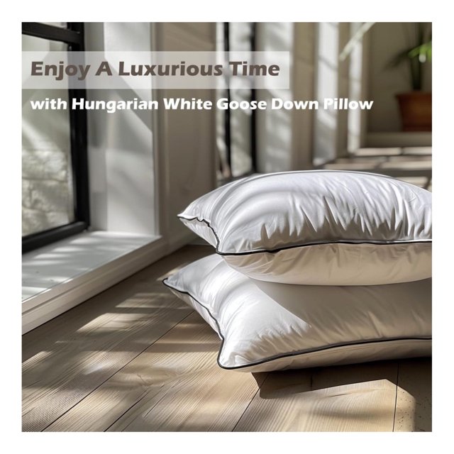 Luxury Hungarian Goose Down Pillows - 750 Fill Power, 460 Thread Count ...