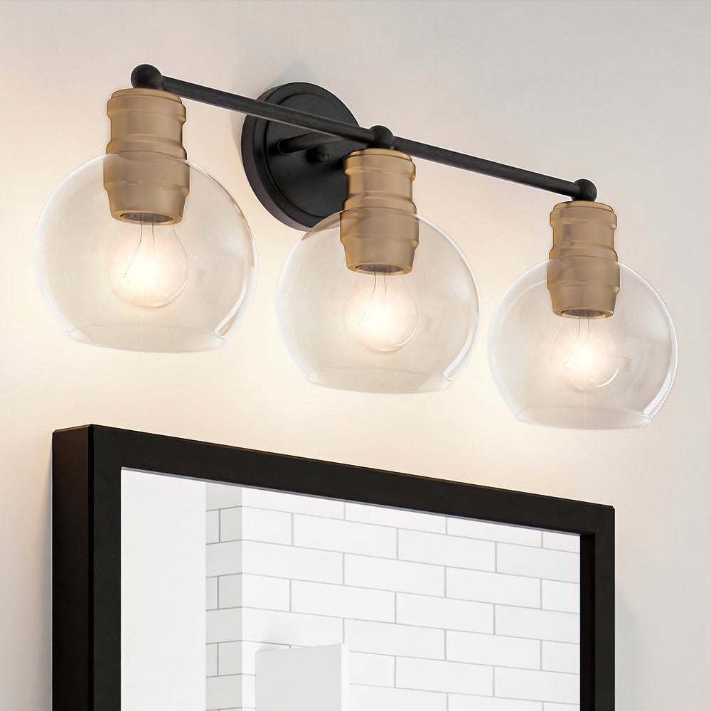 Luxury Industrial Bath Light, 10''H x 24''W, Matte Black and Gold ...
