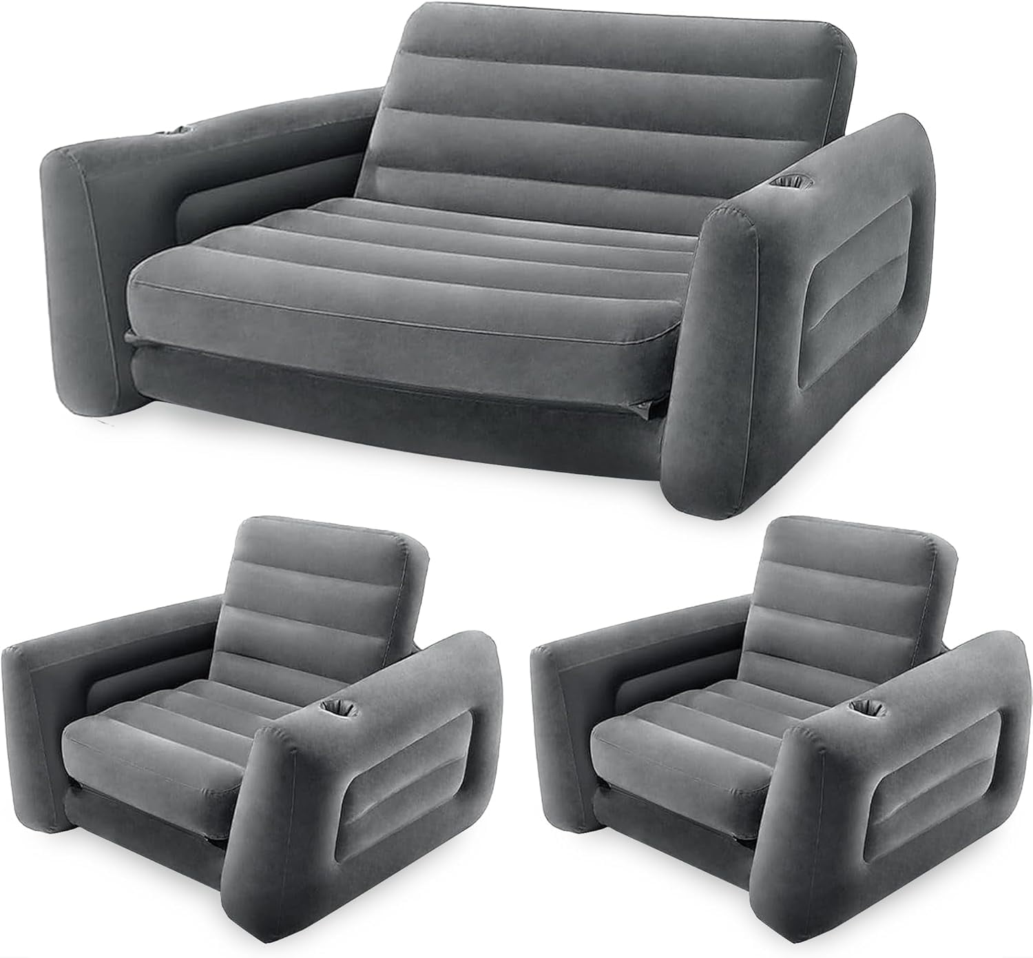 Luxury Inflatable Furniture Set with Sized Pull-Out Sofa Bed & 2 Sofa ...