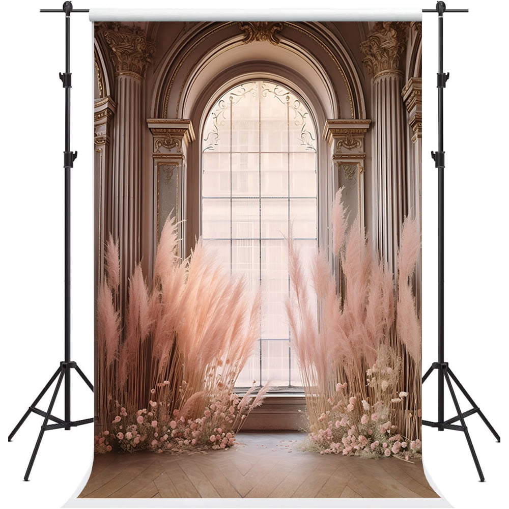 Luxury Interior Pink Boho Pampas Kid Birthday Party Wedding Portrait r ...