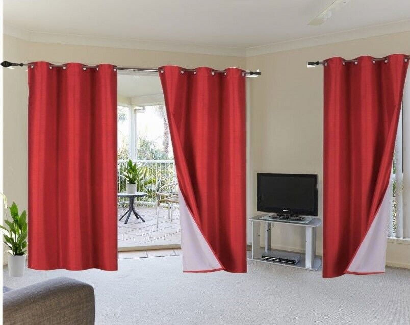 Luxury K72 1 Panel red solid color thermal foam lined blackout heavy ...