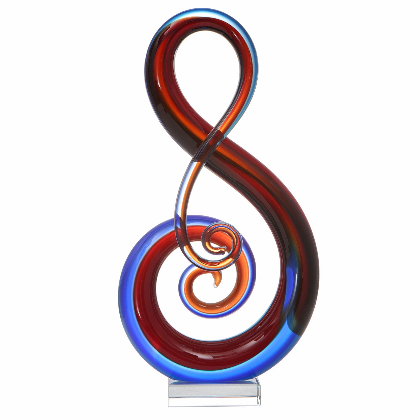 Luxury Lane Hand Blown Treble Sommerso Art Glass Sculpture for Decor 14 ...