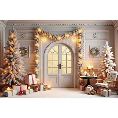 Luxury Large Christmas Trees Backdrop Photography Curtains Snow Pine ...