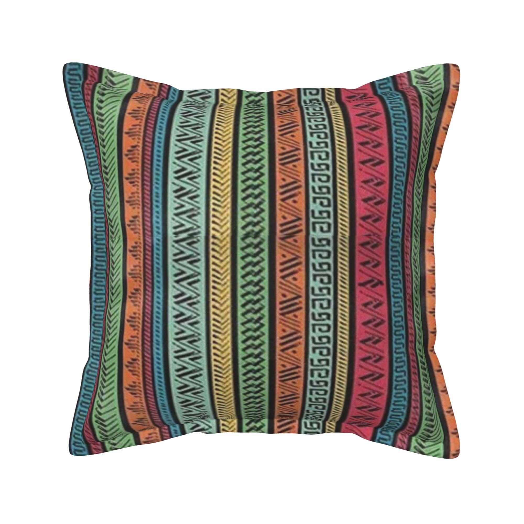 Luxury Leather Pillowcase Artistic Hand Drawn Vertical Borders Colorful ...