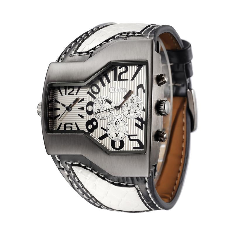Luxury Leather Sports Watches for Men with Two Time Zone and Quartz ...