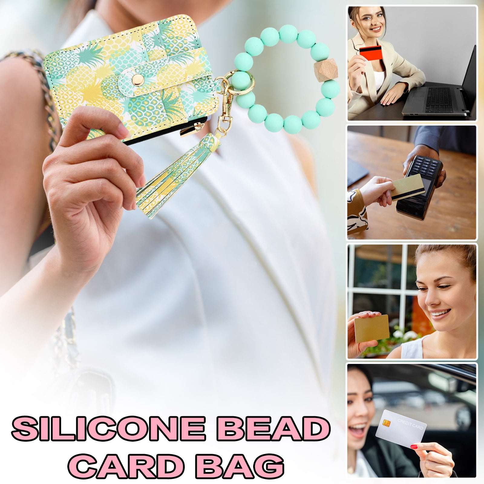 Luxury Leather Wallet Keychain Set, Compact Card Holder With Key Ring ...