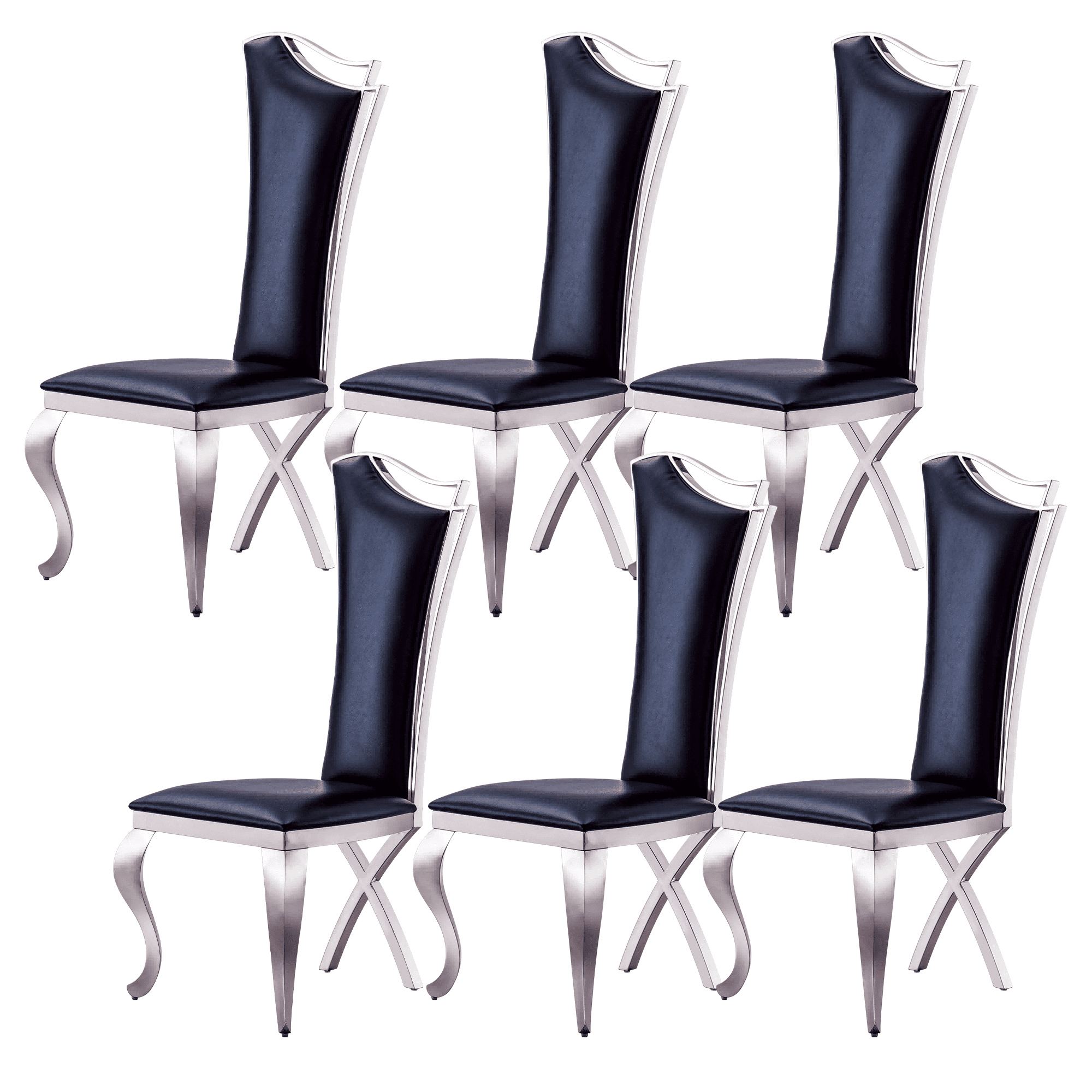 Luxury Leatherette Dining Chairs, Modern Dining Chair with Stainless ...