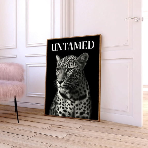 Luxury Leopard Black White Fashion Wall Art, Unframed Paper Print Size ...