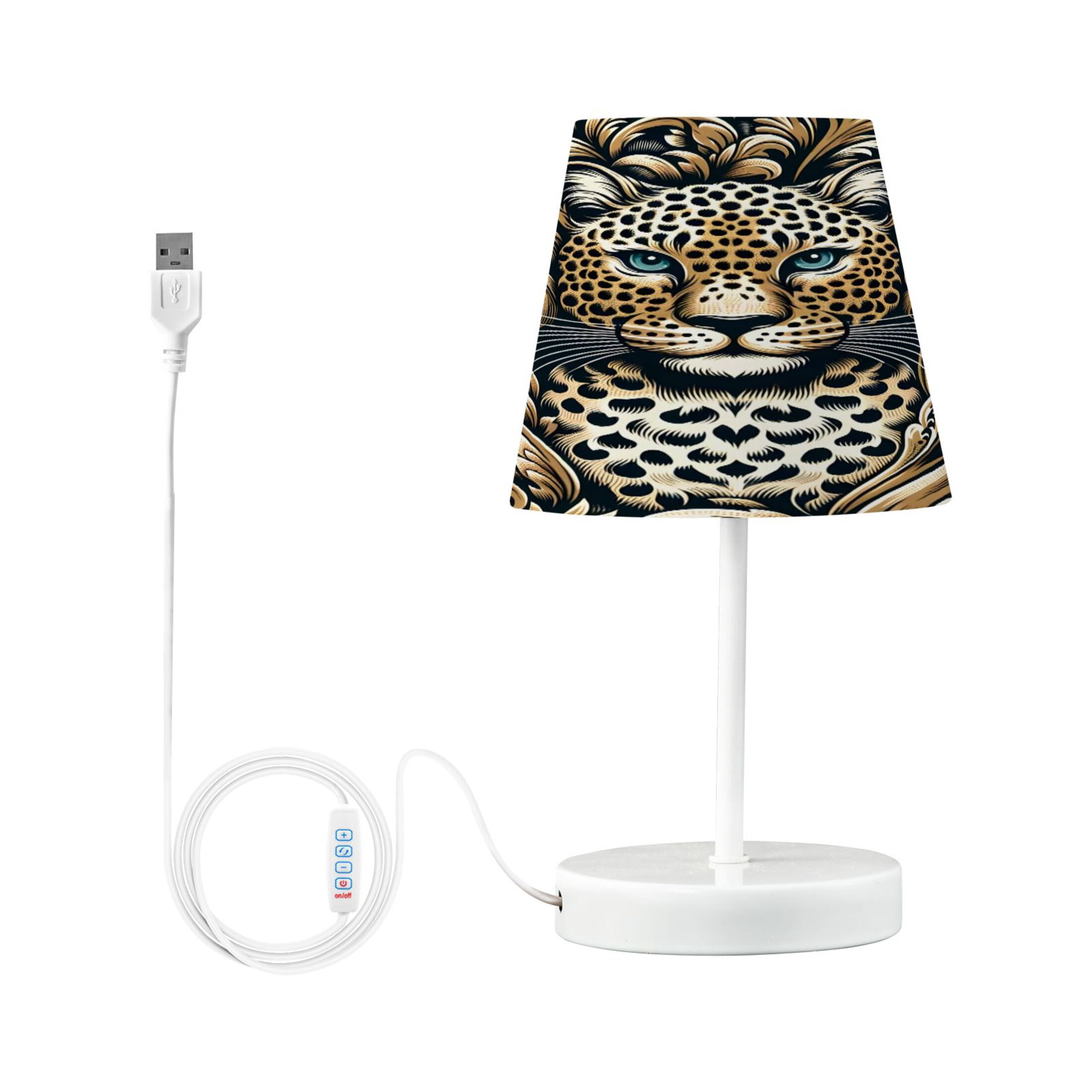 Luxury Leopard in Leaves Desk Lamp LED Table Nightstand Lamps with 3 ...