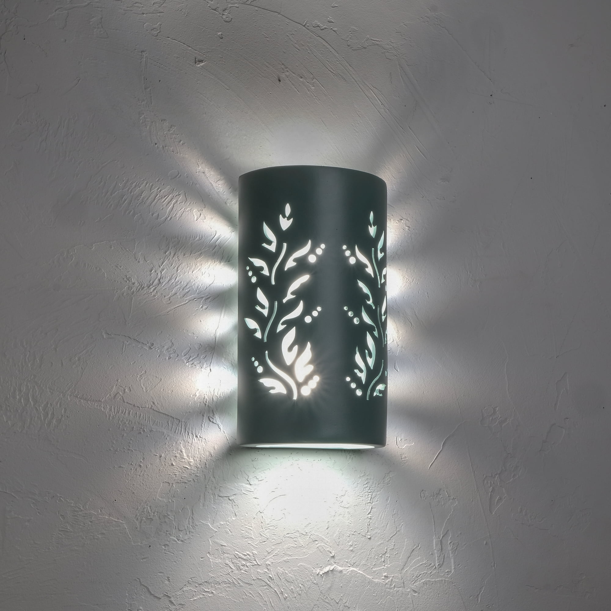 Luxury Lighting Asavva 13" High Vine Ceramic Outdoor Wall Light, Sage ...