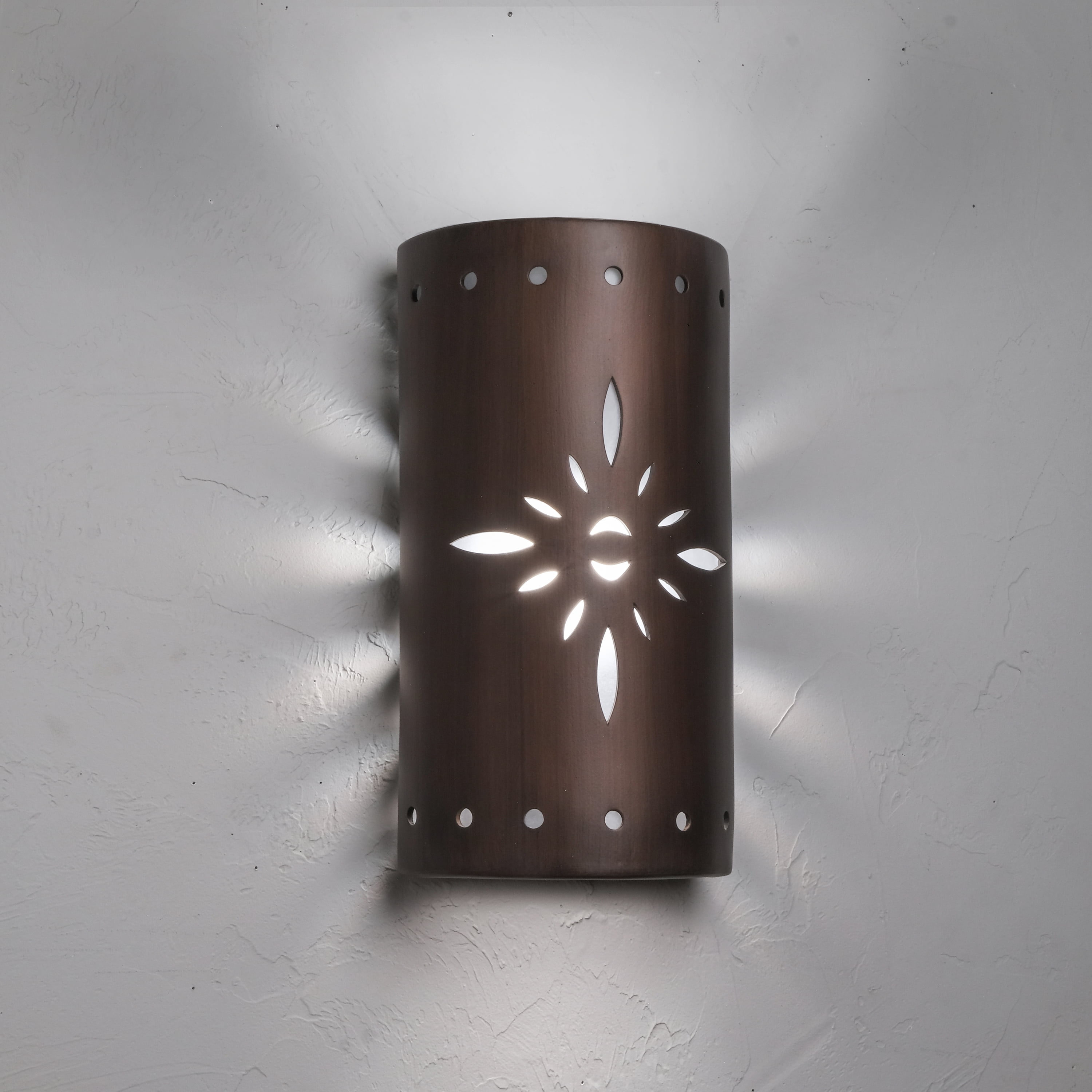 Luxury Lighting 17" Starburst Ceramic Outdoor Wall Light, Rubbed Copper ...